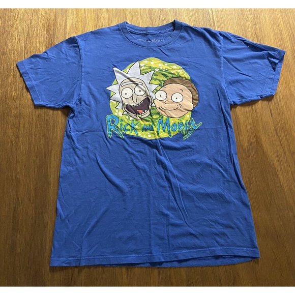 Adult Swim | Shirts | Rick And Morty Blue Graphic Cartoon Crew Neck Tee ...